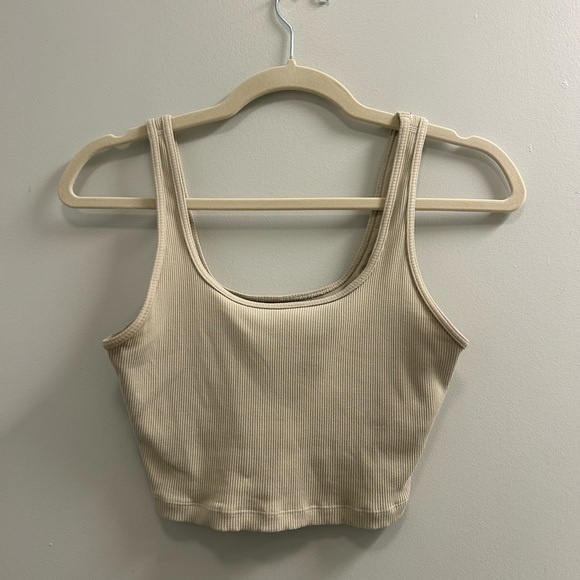 aerie | Tops | Cream Fitted Crop Tank Top | Poshmark